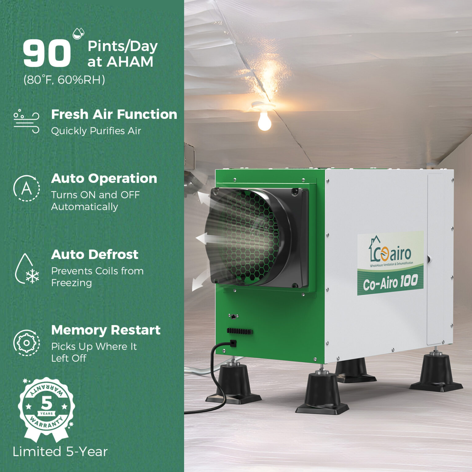 90 PPD Professional-Grade Whole-House Dehumidifier with Pump for Plant ...